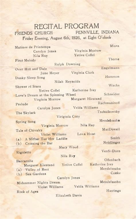 Piano Recital Program Template