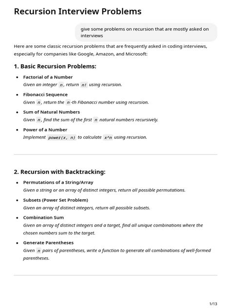 Recursion Interview Problems Pdf String Computer Science Theoretical Computer Science