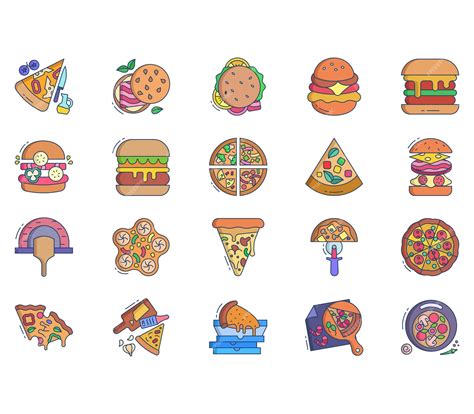 피자와 버거 그림 프리미엄 벡터