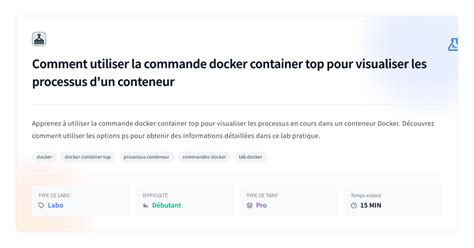 Comment Utiliser Docker Container Top Pour Voir Les Processus Dun Conteneur Labex