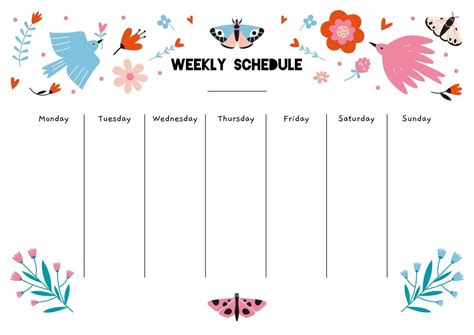 Weekly Schedule Printable Cute