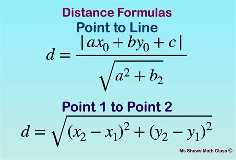 Distance Formulas Point To Line Point To Point Distance Formula