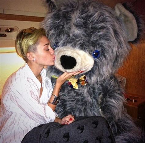Miley Kissed Another Large Teddy Bear Miley Cyrus Miley Miley