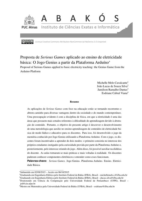 Pdf Proposta De Serious Games Aplicado Ao Ensino De Eletricidade