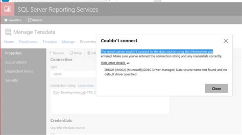 Ssrs 2014 Odbc Coonection With Teradata Microsoft Qanda
