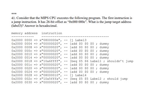 Solved 41 Consider That The Mips Cpu Executes The