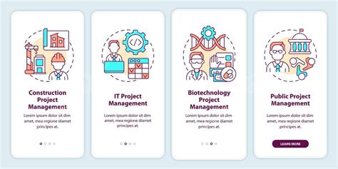 Blue Themed Onboarding Mobile App Screen Featuring Different Project Management Styles Vector