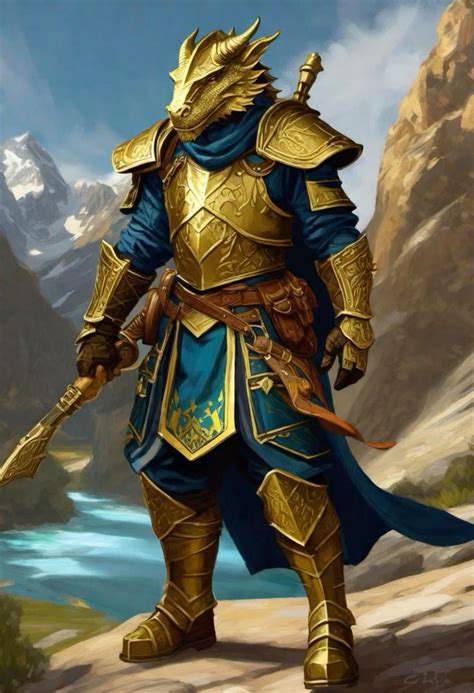 Brass Dragonborn Artificer Dnd Portrait Bronze Dragonborn Bard Gold