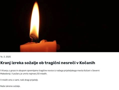 Крањ изразува сочувство за трагичната несреќа во Кочани Biznisvesti Mk