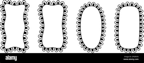 Doodle Retangle And Oval Scalloped Frames Hand Drawn Scalloped Edge Rectangle And Ellipse