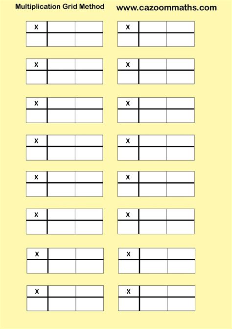 Multiplication Grid Method Free Teaching Resources
