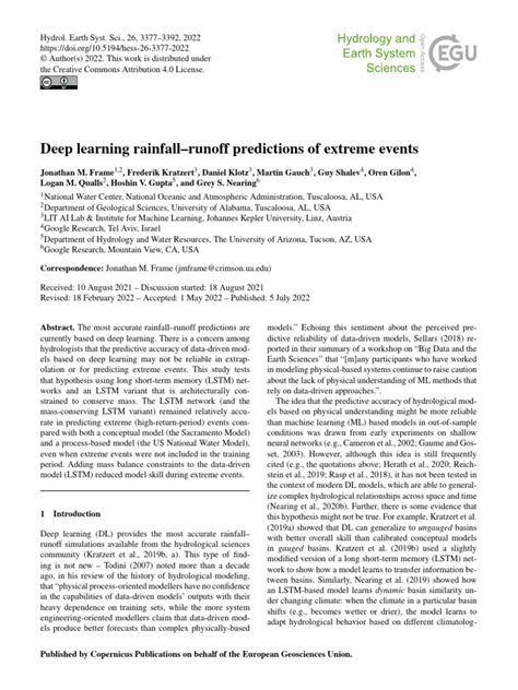 Deep Learning Rainfall Runoff Pdf Hydrology Deep Learning