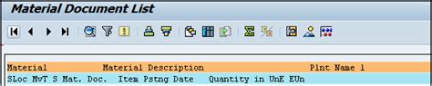 SAP PP Material Document List