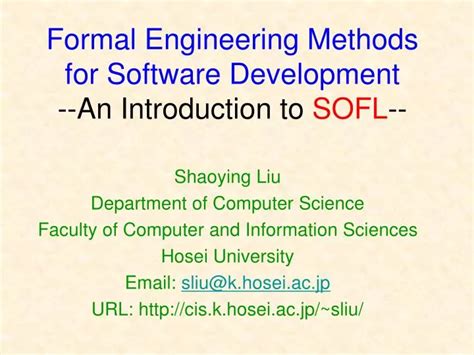 Ppt Formal Engineering Methods For Software Development An