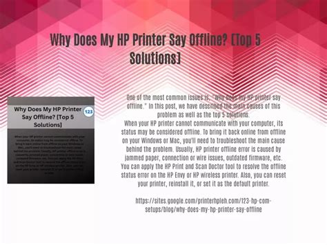 Ppt Why Does My Hp Printer Say Offline Top Solutions Powerpoint Presentation Id