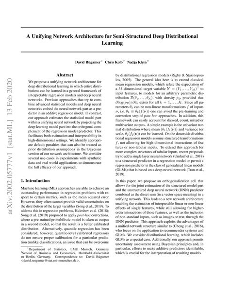A Unifying Network Architecture For Semi Structured Deep Distributional Learning Deepai