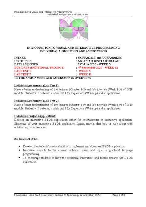 Ct005 4 0 Ivip Individual Assignment Question Ucff2002 Individual Assignments Foundation