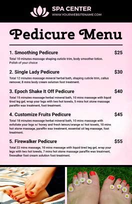 Spa Menu Templates Free Printable Downloadable