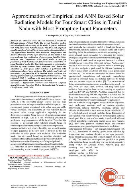 Pdf Approximation Of Empirical And Ann Based Solar Radiation Models