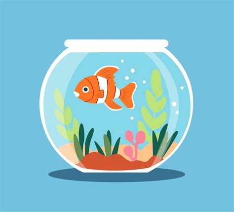аквариум с рисовой векторной иллюстрацией Премиум векторы