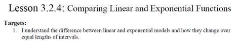 Lesson 3 2 4 Comparing Linear And Exponential Functions Algebra 1 With Mr Eoff