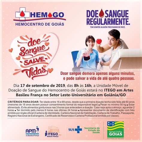 Hemocentro De Goiás Vai Realizar Coleta De Sangue No Basileu França