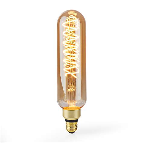 Led Filament Lampe E T W Lm K Dimmbar Mit Gold Finish Retro Style