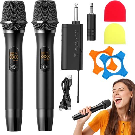 Krissake Rechargeable Wireless Microphones Professional Uhf Dual Microphones With Rechargeable