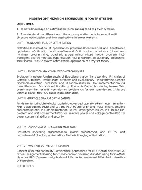Modern Optimization Techniques Power Systems Pdf Mathematical Optimization Theoretical