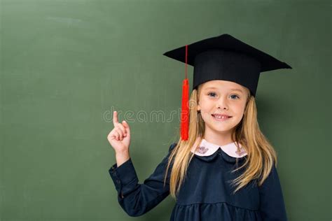Schoolgirl In Graduation Hat Stock Image Image Of Student Adorable
