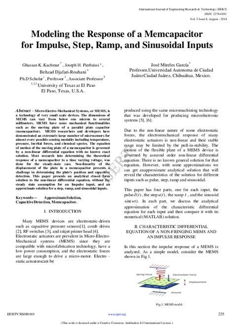 Pdf Memcapacitor Response To Various Inputs