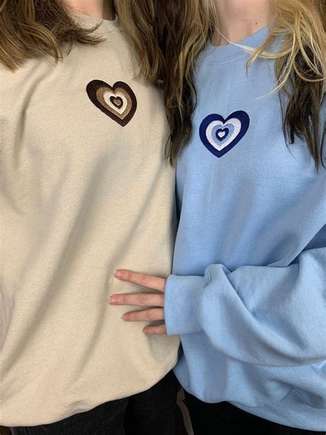Heart Embroidered Unisex Crewneck Sweatshirt Etsy Sweatshirts Crew