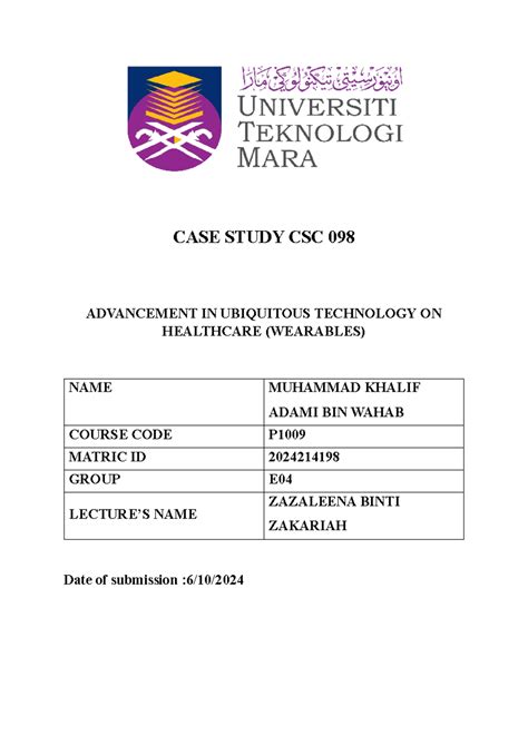 CASE Study CSC CASE STUDY CSC ADVANCEMENT IN UBIQUITOUS TECHNOLOGY ON HEALTHCARE Studocu