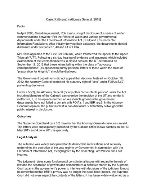 Evans V Attorney General Veto Invalidated Pdf Freedom Of