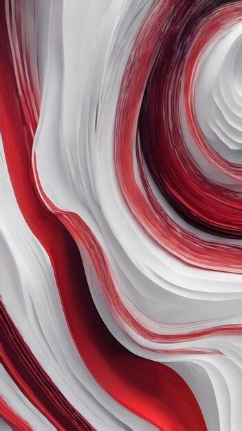 Abstract Composition Of Red Waveforms Against A White Digital