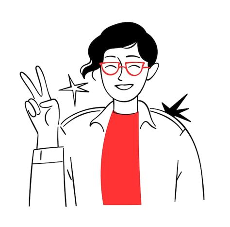Premium Vector Portrait Of Woman Showing V Sign
