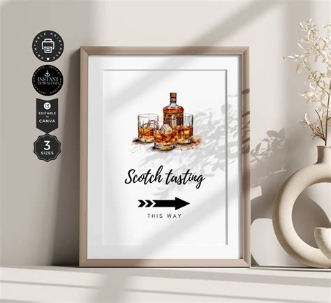 Whiskey Scotch Tasting Sign Printable Template This Way Sign Decor