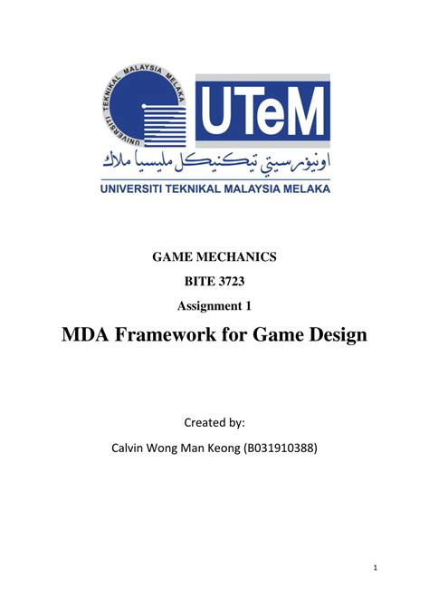 Pdf Mda Framework For Game Design