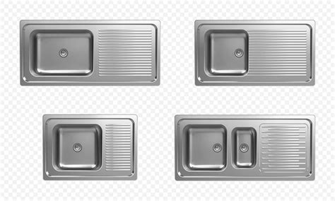Realistic Set Of Stainless Kitchen Sinks Top View 20597635 Vector Art