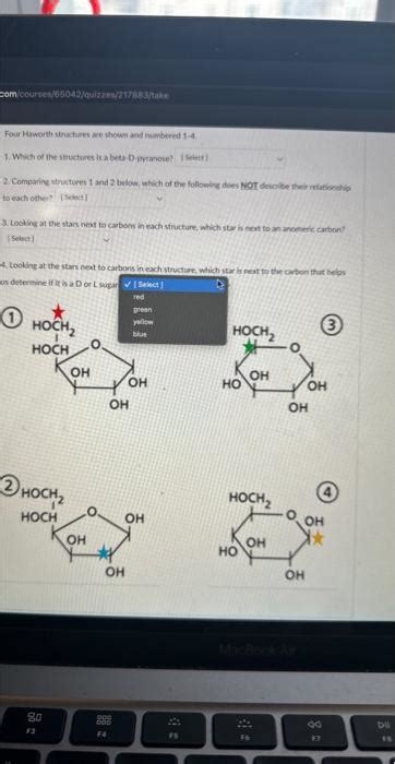Four Haworth Structures Are Shown And Numbered 1 4