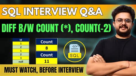 Difference Between Count Count 1 Countcolname In Sql Deepankar Pathak Youtube