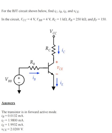 Solved For The Bjt Circuit Shown Below Find Ic Ib Ie And