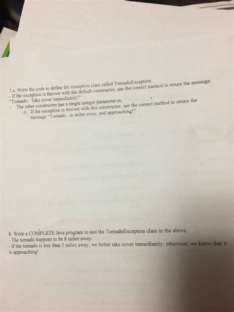 Solved A Write The Code To Define The Exception Class