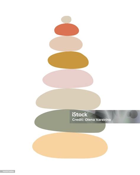 젠 스톤 케언즈 간단한 추상 평면 스타일 벡터 일러스트 레이 션 휴식 명상 및 요가 개념 배너 포스터 카드 인쇄물 벽 예술을