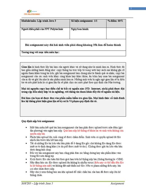 Sof203 Lt Java3 Assignment Pdf