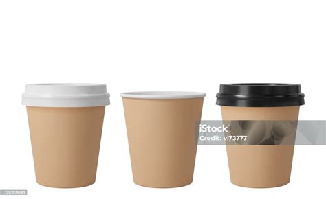 검은 색과 흰색 뚜껑작은 갈색 종이 커피 컵 작은 종이 컵을 열고 닫습니다 사실적인 벡터 모형 규모에 대한 스톡 벡터 아트 및 기타 이미지 Istock