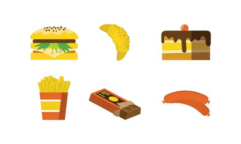 Vector Conjunto De Diferente Tipos De Comida Rápida En Dibujos Animados