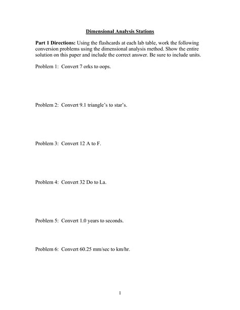 Dimensional Analysis Worksheet Answer Key Pro Worksheet
