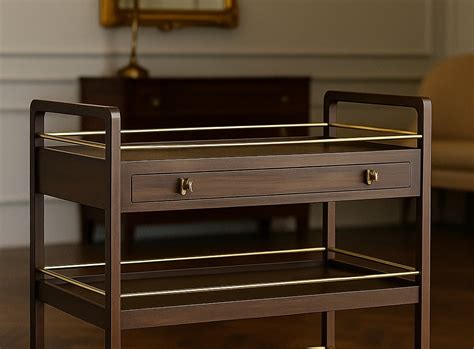 Elegant Wooden Serving Trolley Charagdin