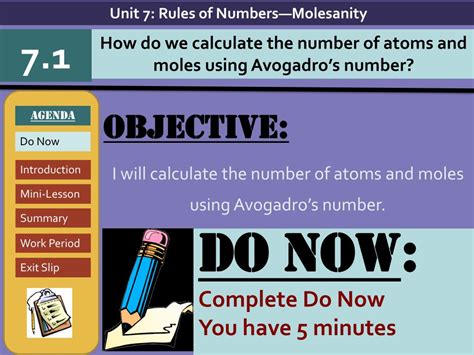 PPT Objective I Will Calculate The Number Of Atoms And Moles Using Avogadros Number